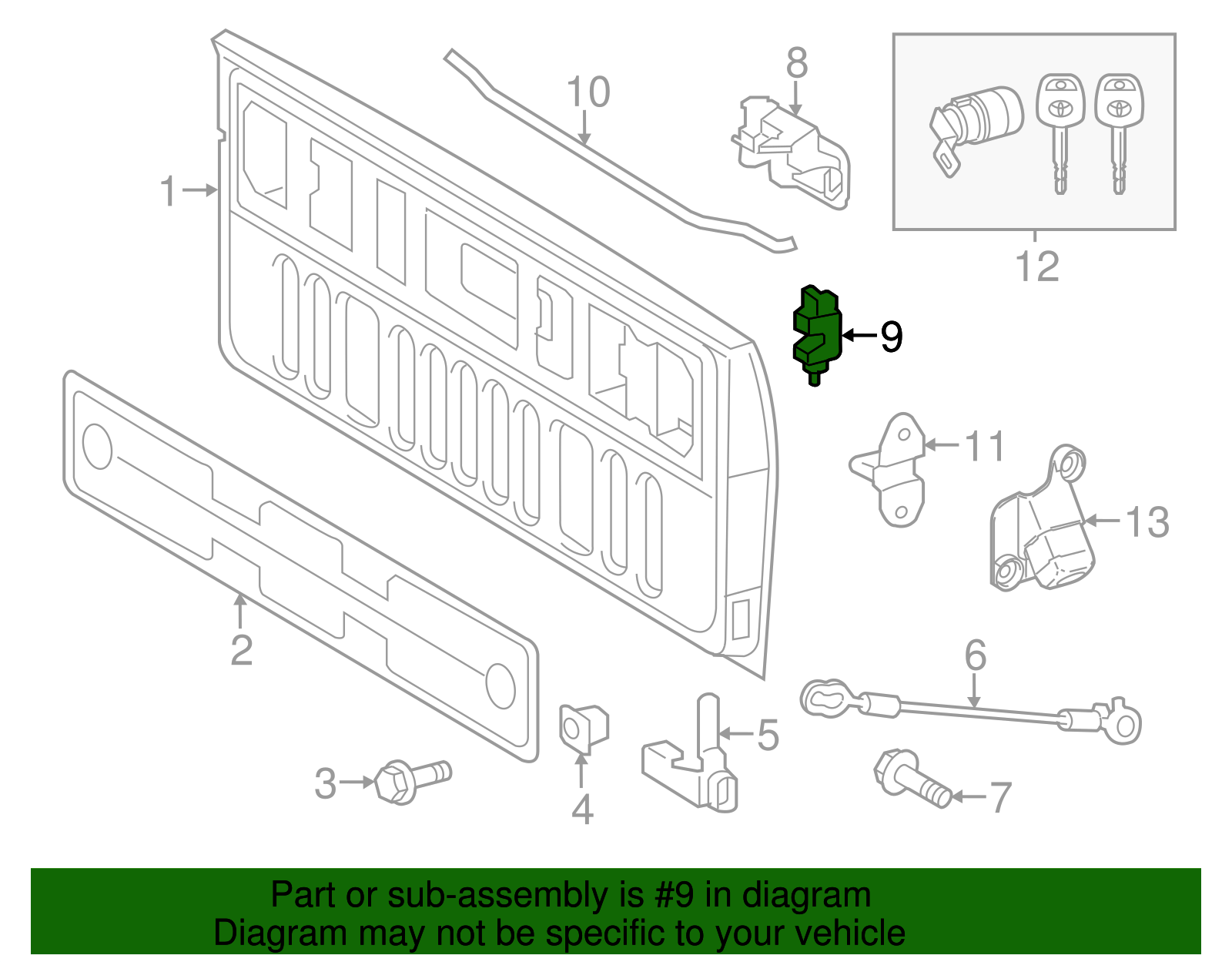 2007-2021 Toyota Tundra Genuine Toyota Tundra Tailgate Left Lock/Latch ...