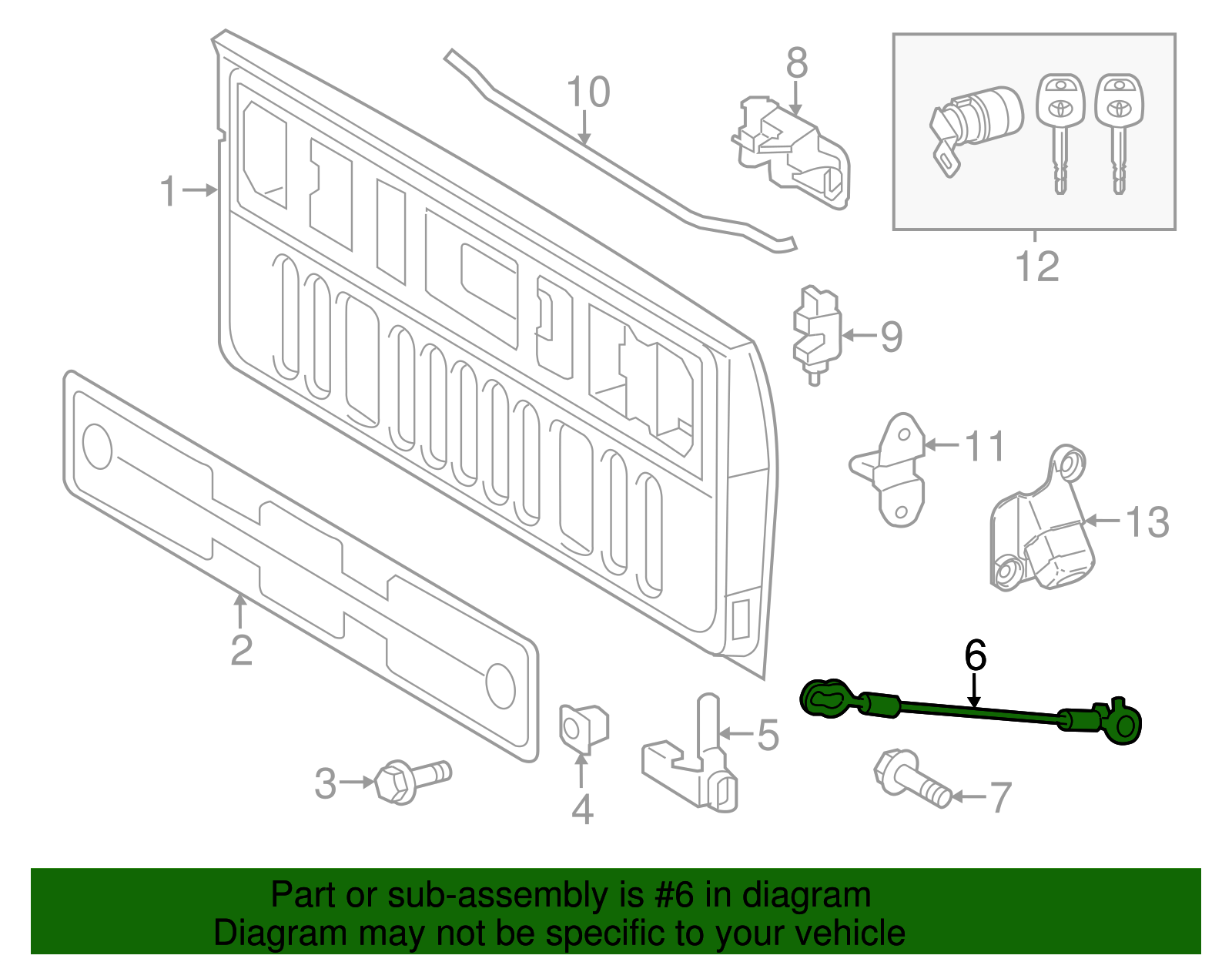 65770-0C070 - Tailgate Support Cable 2007-2021 Toyota Tundra | Longo ...