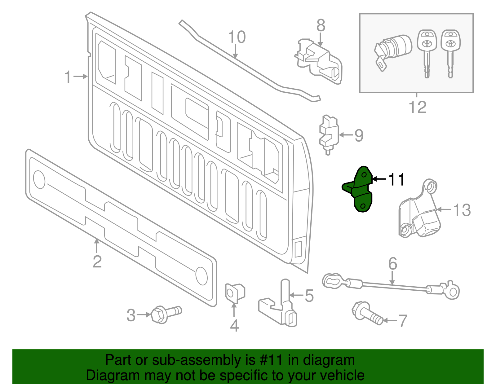 65768-0C010 - Tailgate Striker Plate 2000-2021 Toyota Tundra | Longo ...