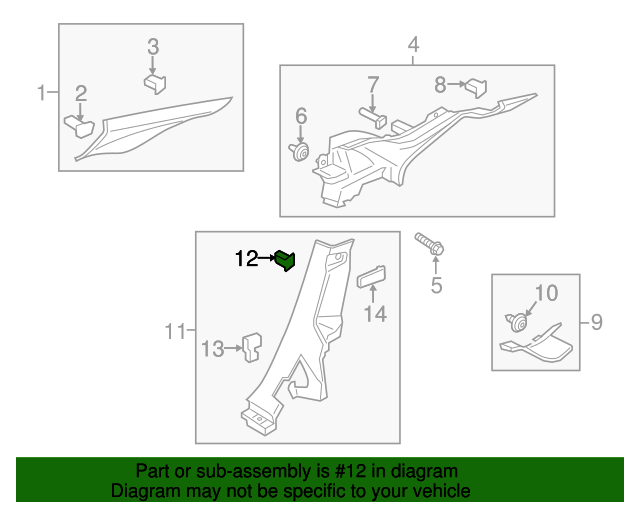 Ford Dealership 2013-2024 Ford Body B-Pillar Trim Panel Clip W710338 ...