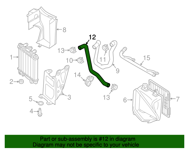 5Q0-121-051-K - Radiator Coolant Hose 2015-2019 Volkswagen Golf R ...