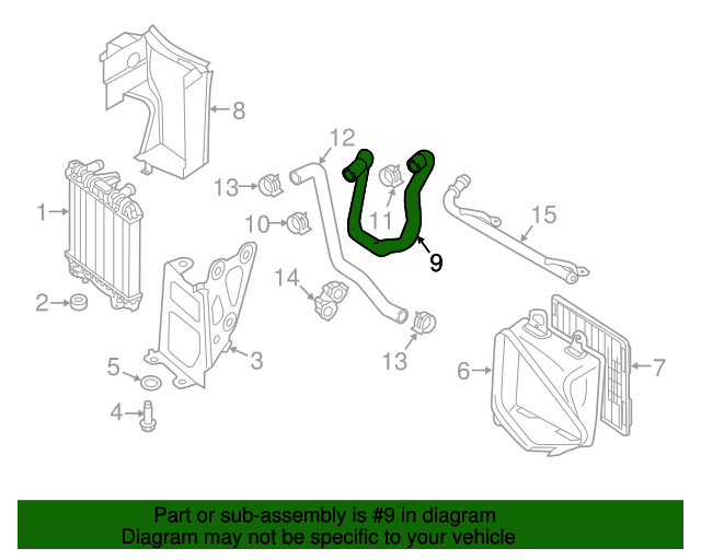 5Q0-121-101-N - Radiator Coolant Hose 2015-2019 Volkswagen Golf R ...