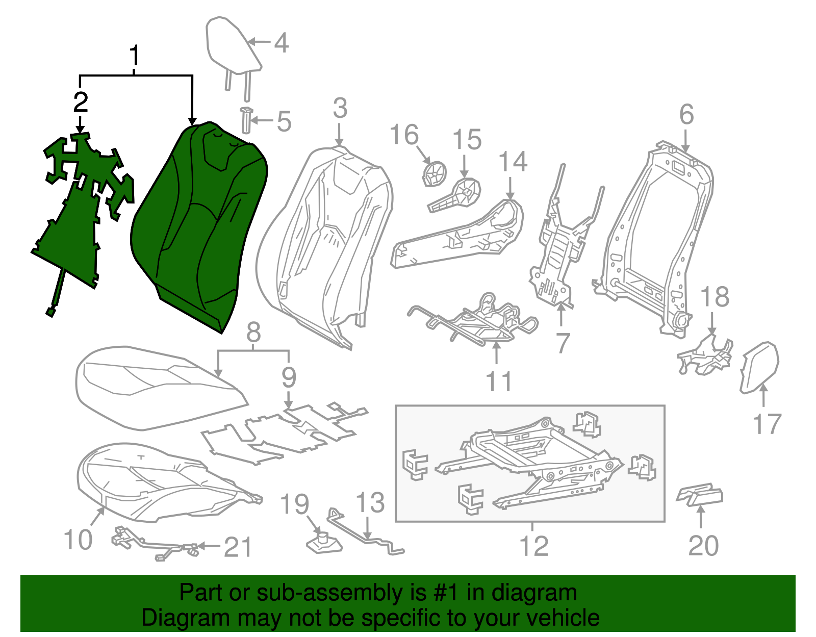 2020 Toyota Seat Back Cover 71073-47D70-C0 | Discount Parts Monster