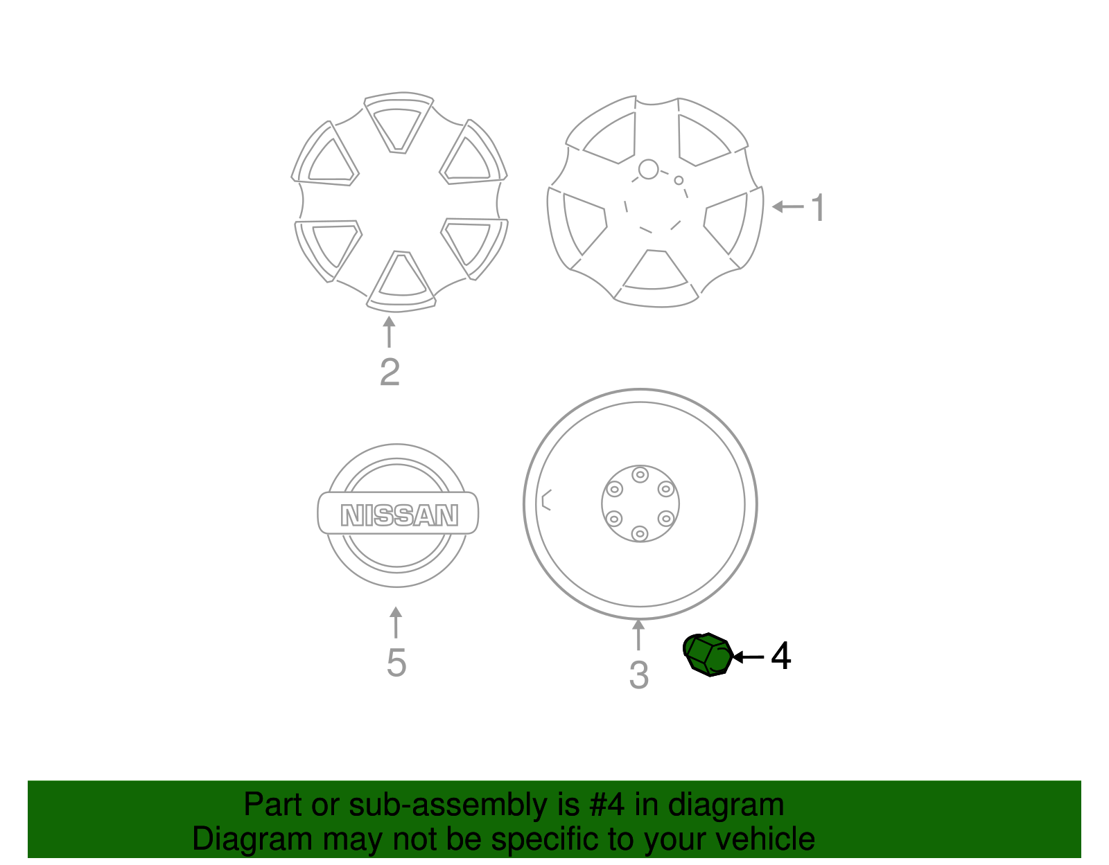 1999-2023 Nissan Wheel Nut 40224-ZP50A | Nissan Parts Plus