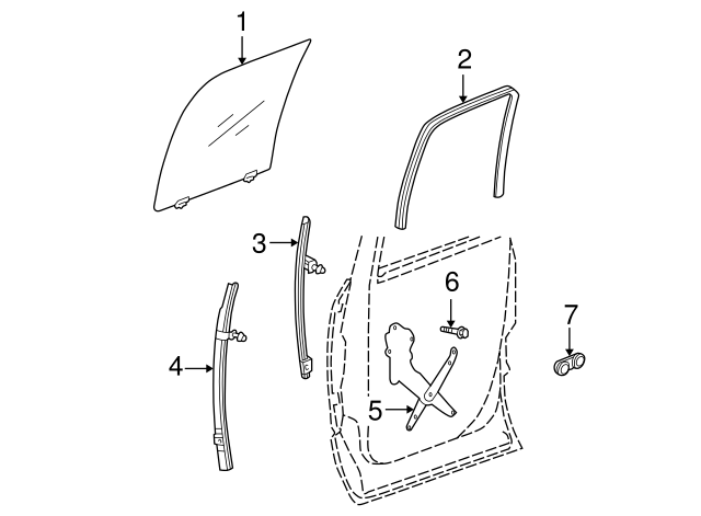 2002-2009 Dodge Door Glass 55276108AD | TascaParts.com