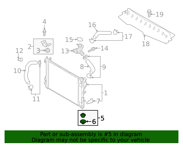 25336-C8000 - Radiator Assembly Lower Insulator 2018-2021 Kia Rio | Kia ...