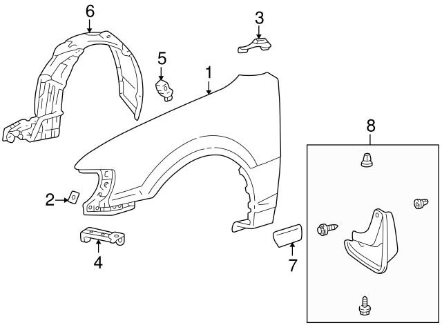 1998-2002 Toyota Corolla Fender Brace 53835-02010 | Toyota Parts