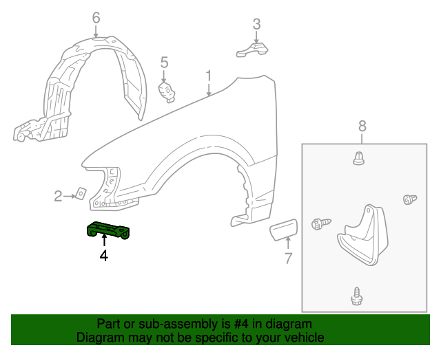 1998-2002 Toyota Corolla Fender Brace 53835-02010 | Toyota Parts