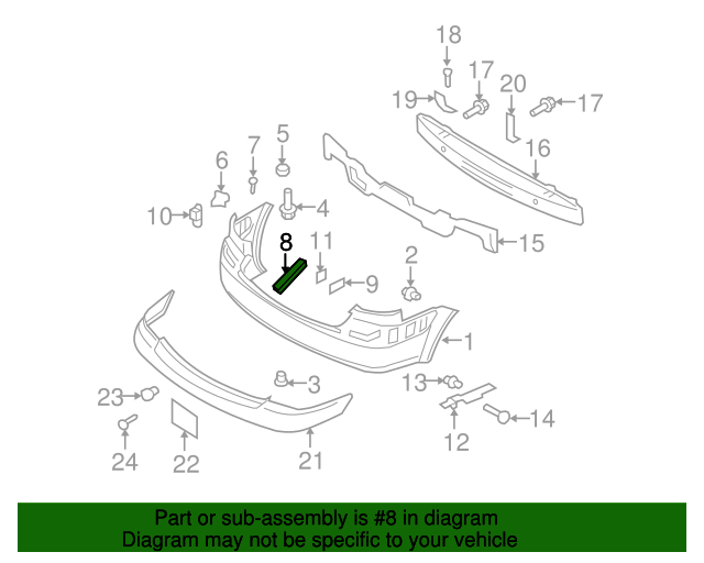 86691-1G000 - Bumper Cover Pad - 2006-2009 Kia Rio | Kia Auto Parts