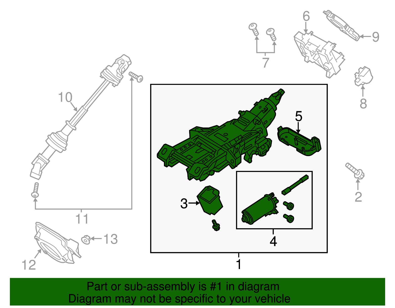 DG1Z-3C529-Y - 2013-2019 Ford - Column Assembly | My Ford Parts