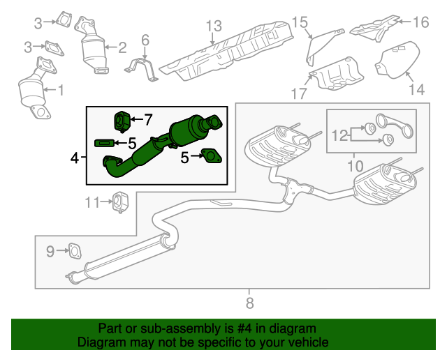 2010-2016 Buick LaCrosse Front Exhaust Pipe with 3-Way Catalytic ...