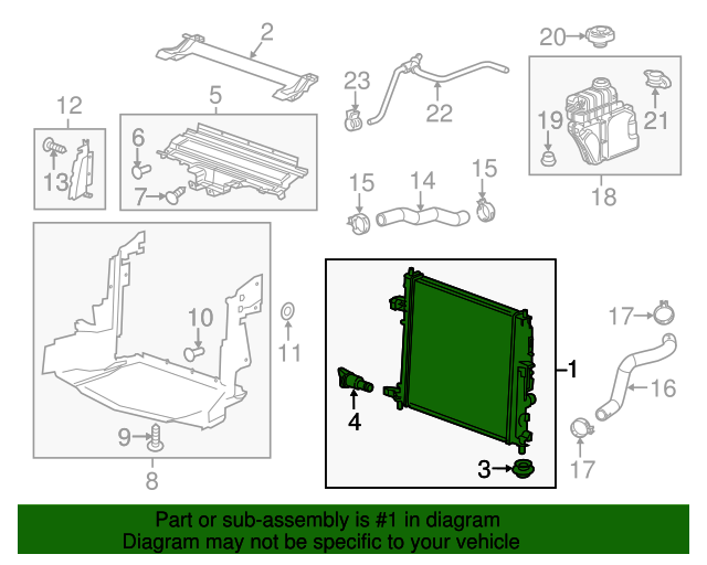 2013-2016 Cadillac Radiator 22966124 | GM Parts Center