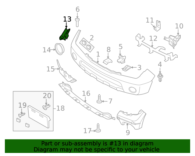 2005-2021 Nissan Driver Left Front Bumper Side Bracket 62223-EA500 ...