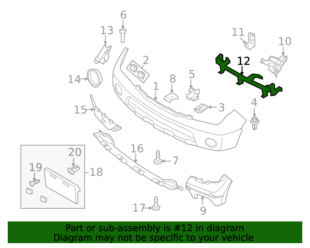 62290-ZL00B - Bumper Cover Support Rail 2009-2021 Nissan Frontier ...