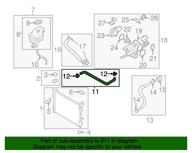 Genuine Upper Hose for 2011-2015 Hyundai Sonata | Part# 25414-4R000 ...