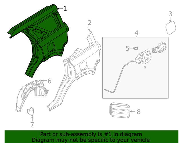 2021-2023 Ford Bronco Sport Quarter Panel Assembly M1PZ-78278A92-A ...
