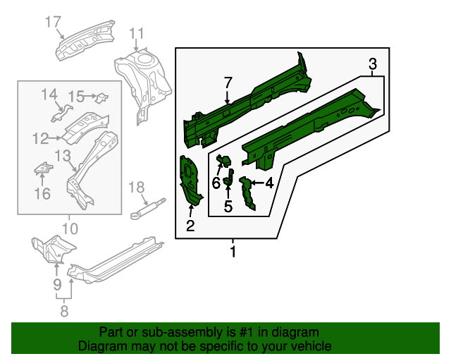2015-2019 Subaru Lower Rail Assembly - Driver's Side (LH) 51620AL01A9P ...