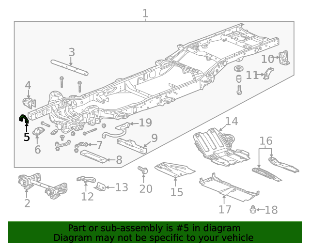 2014-2020 GM Passenger Side Front Bumper Impact Bar Bracket 22833933 ...