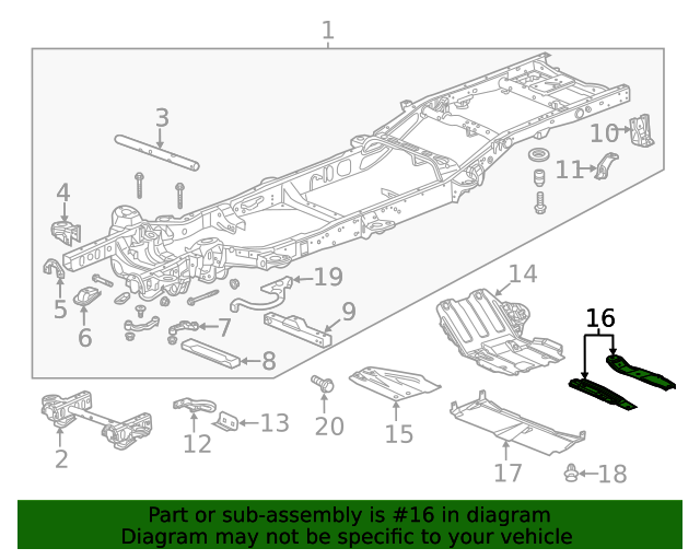 2014-2019 GM Skid Plate Bracket - Passenger Side (RH) 22847945 ...