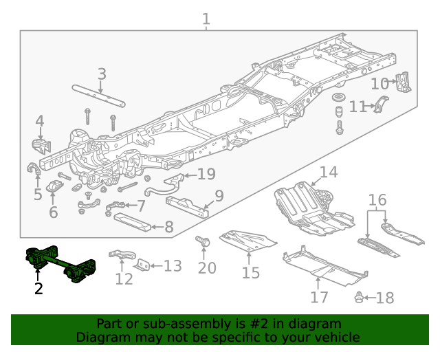 2014-2019 GM Front Half Frame 84392069 | GMPartsDirect.com