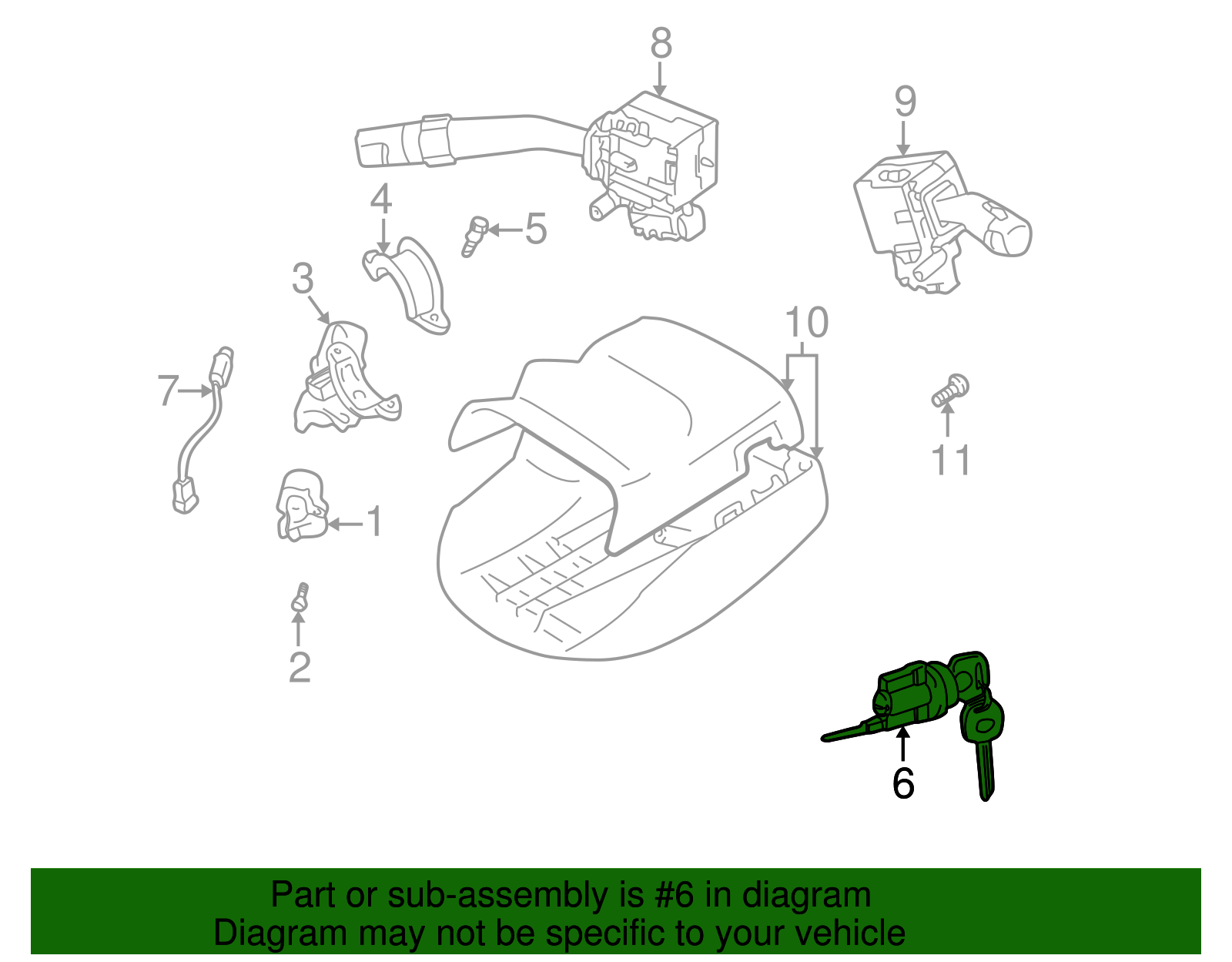 2000-2005 Toyota Ignition Lock Cylinder 69057-20480 | OEM Parts Online