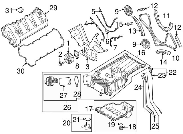 2009-2010 Porsche Cayenne Upper Oil Pan 948-107-071-54 | Porsche Marin