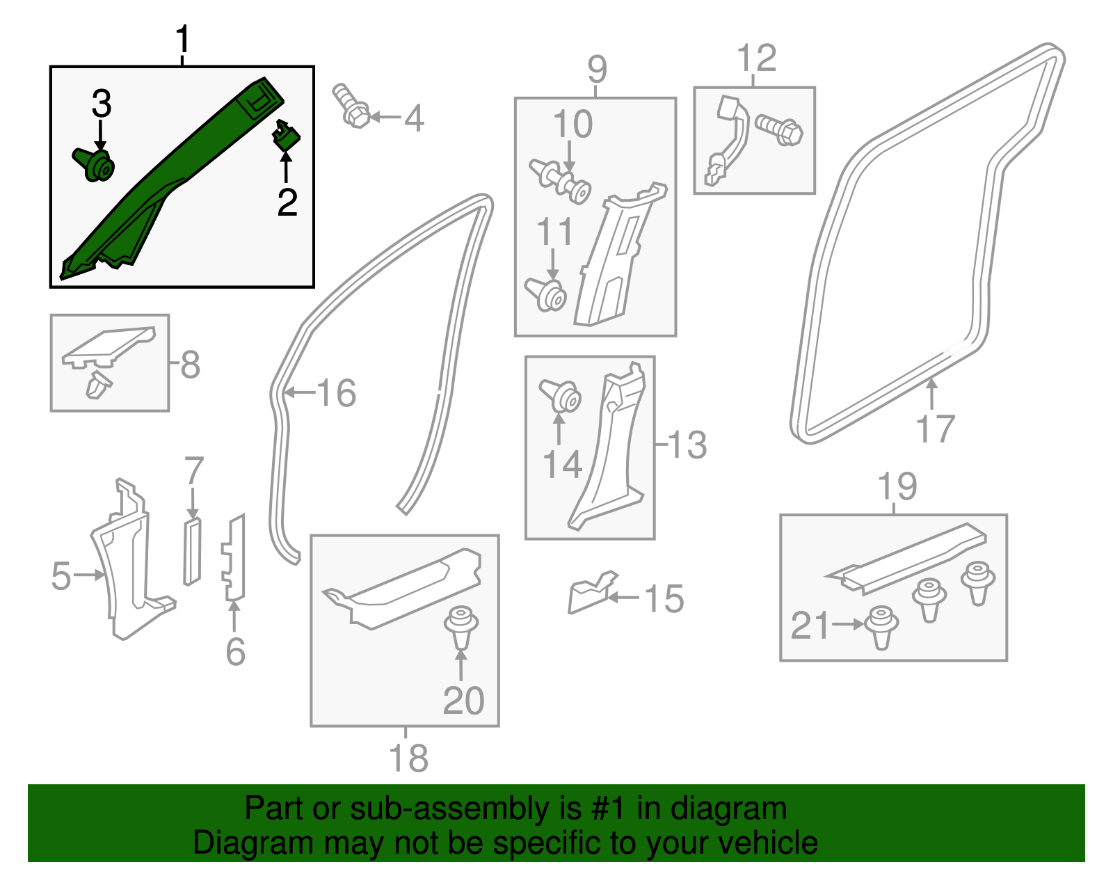 84101-TK8-A02ZA - 2011-2017 Honda Odyssey - Garnish Assembly R Front ...