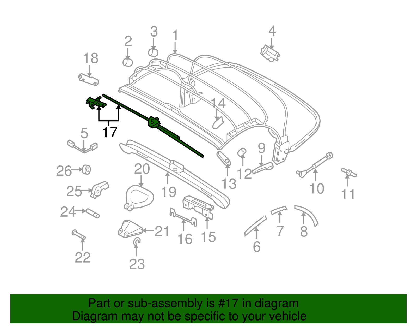 1Y0-871-662-A - 2003-2008 Volkswagen Beetle - Convertible Top Latch ...