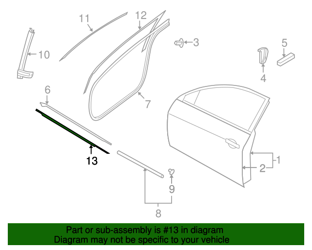 80820-JB100 - Door Belt Molding 2008-2013 Nissan Altima ...