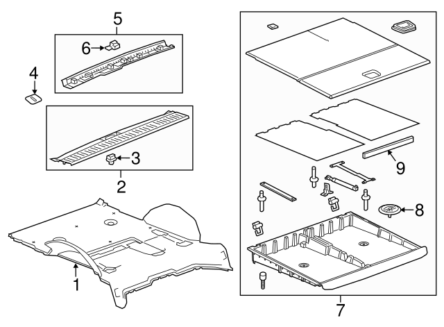 Black Rear Compartment Floor Stowage Trim Compartment 84967301 | QuirkParts
