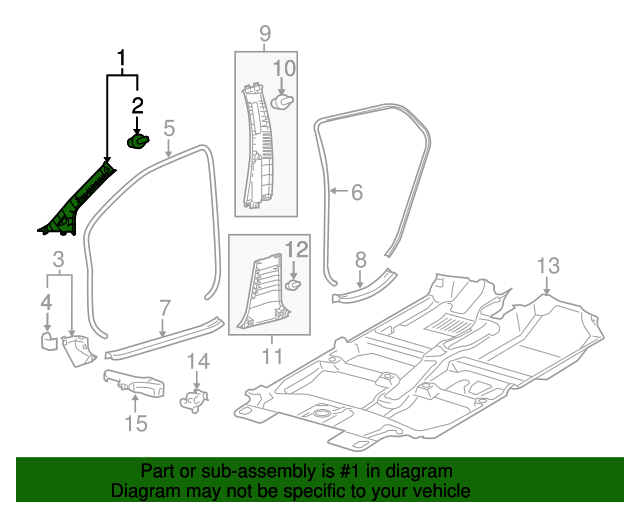 2012-2017 Toyota Yaris Windshield Pillar Trim 62211-52280-B0 | Toyota ...