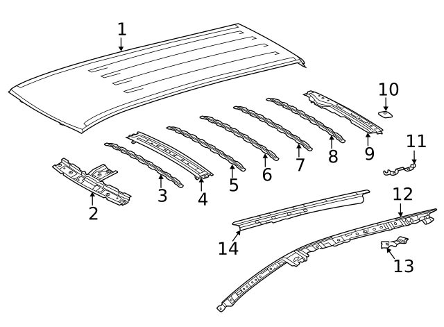 63111-0E340 - Roof Panel - 2020-2023 Toyota Highlander | OEM Genuine ...