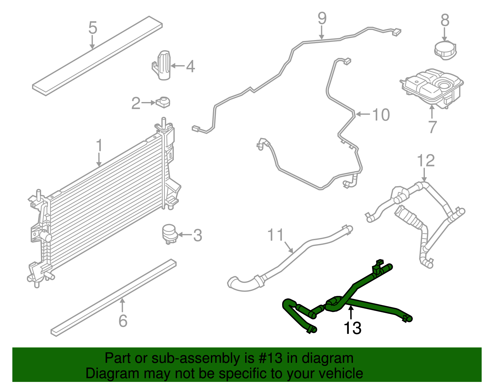 CM5Z-8A577-A - Drive Motor Inverter Radiator Hose 2012-2018 Ford Focus ...