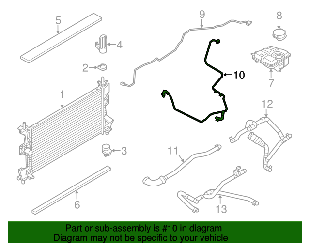 2012-2018 Ford Focus Drive Motor Inverter Coolant Line CM5Z-8B081-A ...