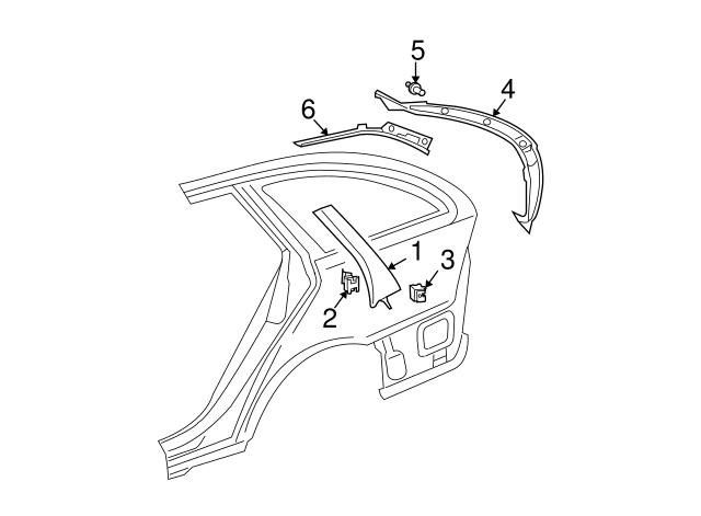 203-693-06-33 - Body D-Pillar Trim Panel 2002-2005 Mercedes-Benz ...