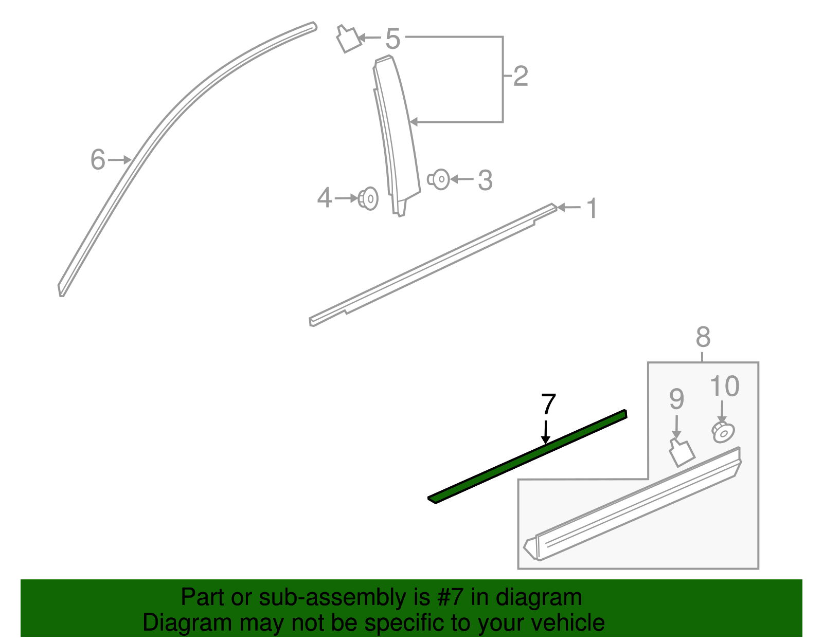2017-2024 Cadillac XT5 Galvano Silver Front Driver Side Door Molding ...