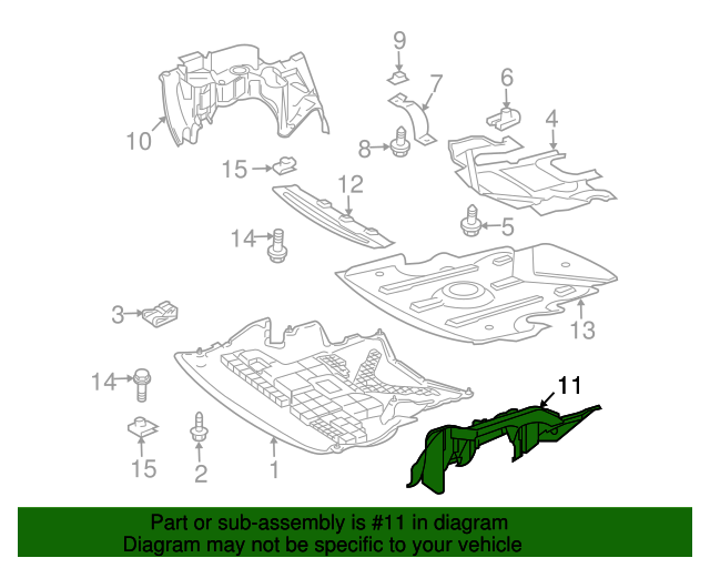 203-524-05-25 - Radiator Support Splash Shield 2003-2009 Mercedes-Benz ...