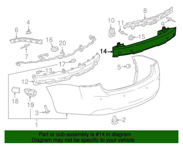 2013-2020 GM Rear Bumper Impact Bar 23164201 GM | GMPartsDirect.com