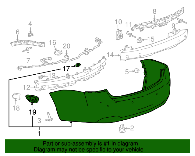 2016-2020 Chevrolet Impala Rear Bumper Cover 23378125 GM ...
