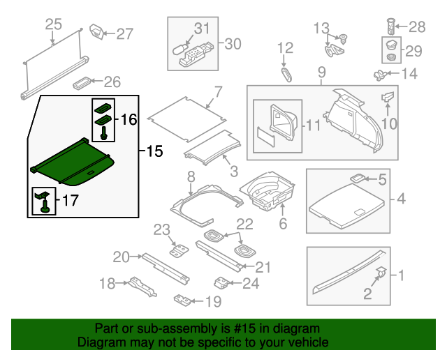 2009-2016 Audi Luggage Cover 8K9-863-553-B-94H | Genuine Audi Parts