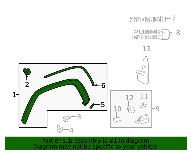 2019-2024 Toyota Wheel Opening Molding 75601-0R090 | OEM Parts Online
