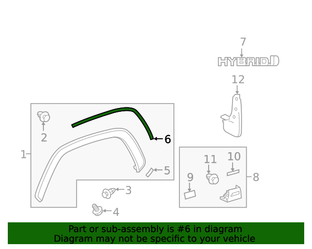 2019 Toyota RAV4 Wheel Opening Molding Pad 53853-0R060 | Toyota Parts ...