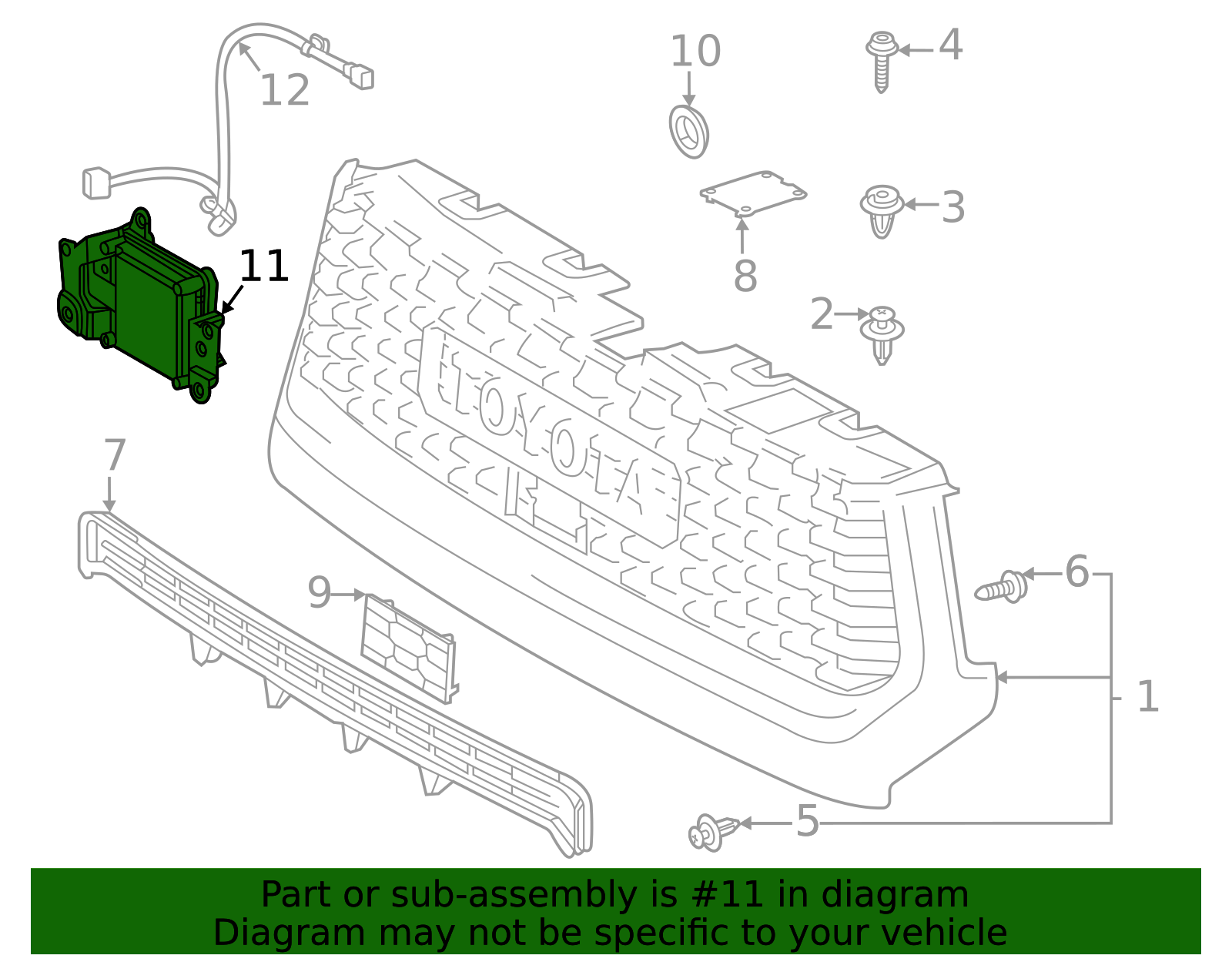 Genuine Toyota Distance Sensor part# 88210-0C010 for 2018-2019 Toyota ...