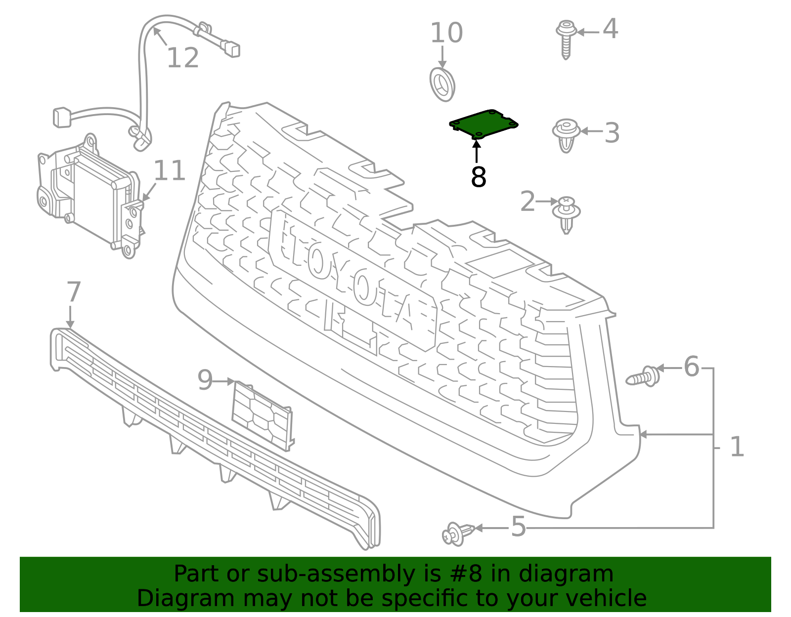 53113-0C010 - 2018-2021 Toyota Tundra - Grille, Radiator Side, Left ...