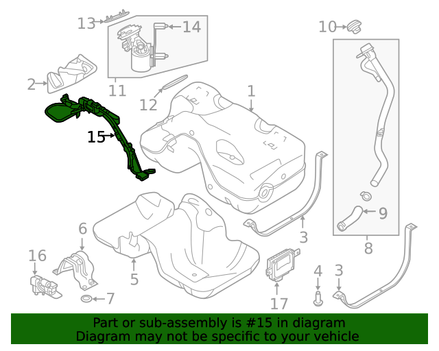 2018-2019 Land Rover Range Rover Evoque Fuel Gauge Sending Unit ...