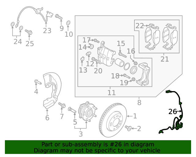 58930-N9000 - ABS Wheel Speed Sensor 2022-2024 Hyundai Tucson ...