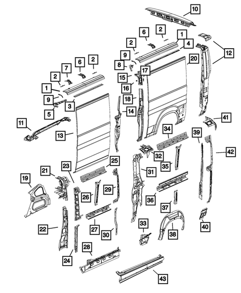 Aperture Panel and Pillar Supports for 2017 Ram ProMaster 1500 | Mopar ...