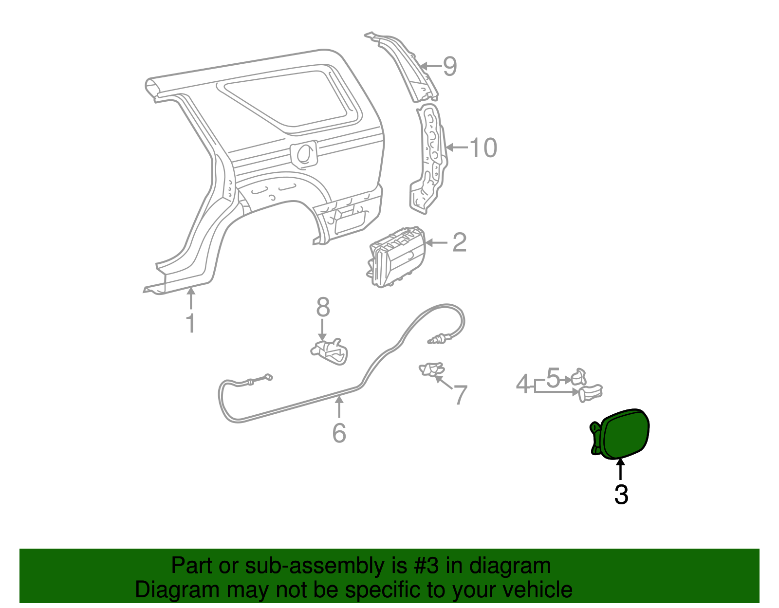 2003-2009 Toyota 4Runner Fuel Filler Door 77350-35050 | Toyota Parts Center