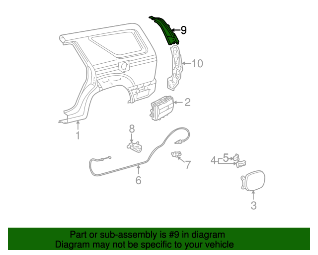 2003-2009 Toyota 4Runner Quarter Extension 61626-35020 | Toyota Parts ...