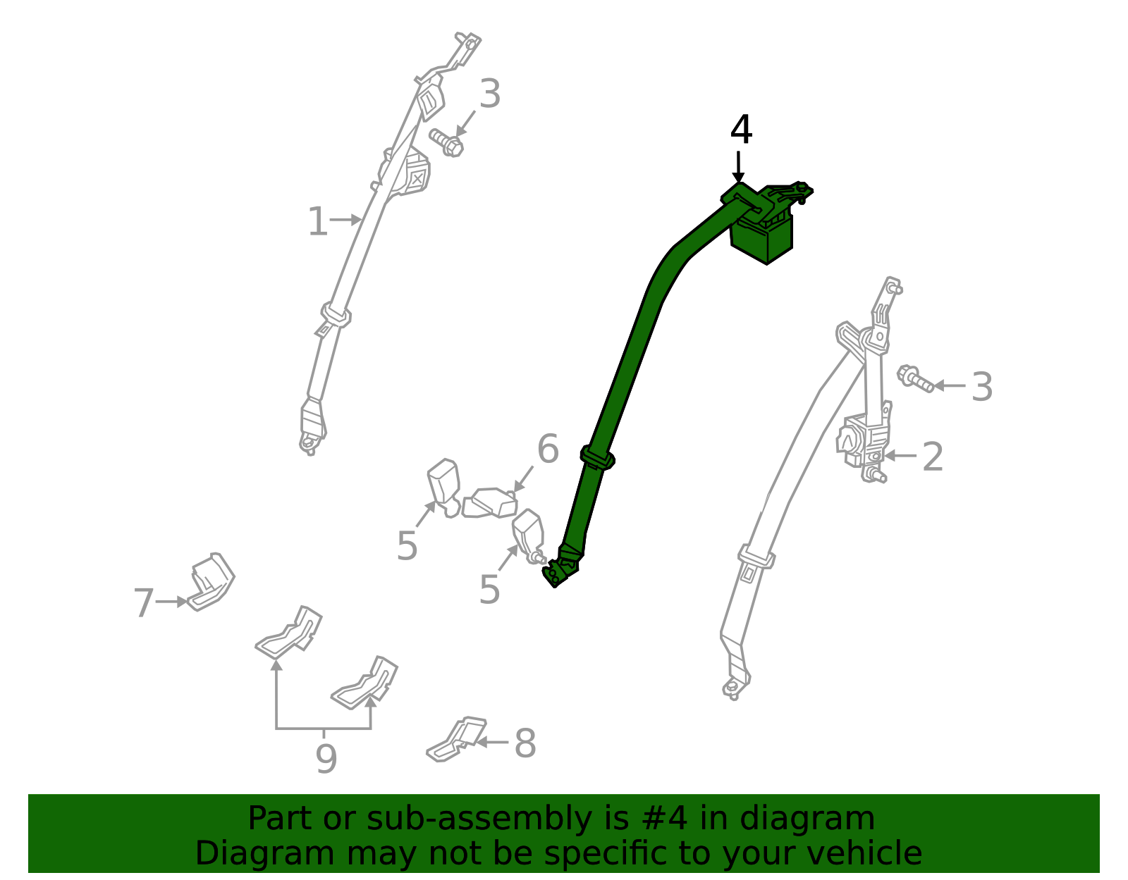 2020-2022 Genesis G90 S Belt Assembly Rear Center 89850-D2600-UUB ...